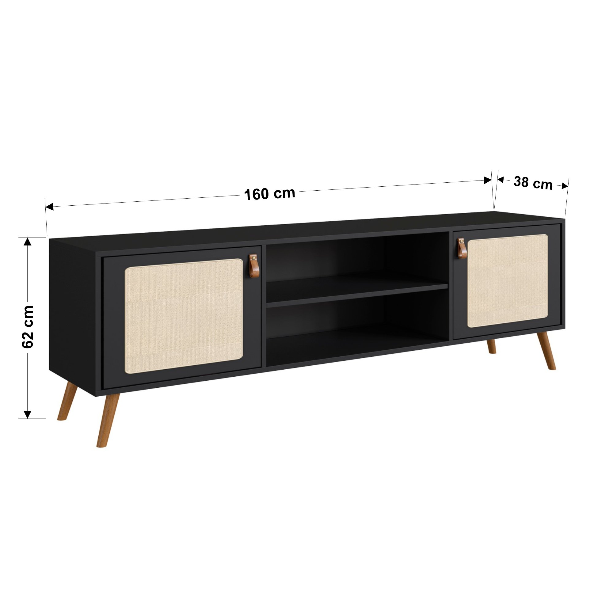 Rack Viena 160cm Preto - Casa Mobili Store